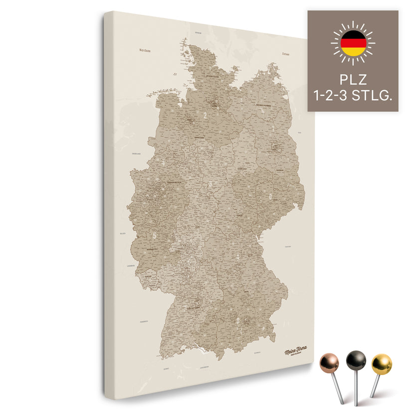 Carte d'Allemagne avec codes postaux à 1-2-3 chiffres – Desert Sand ...