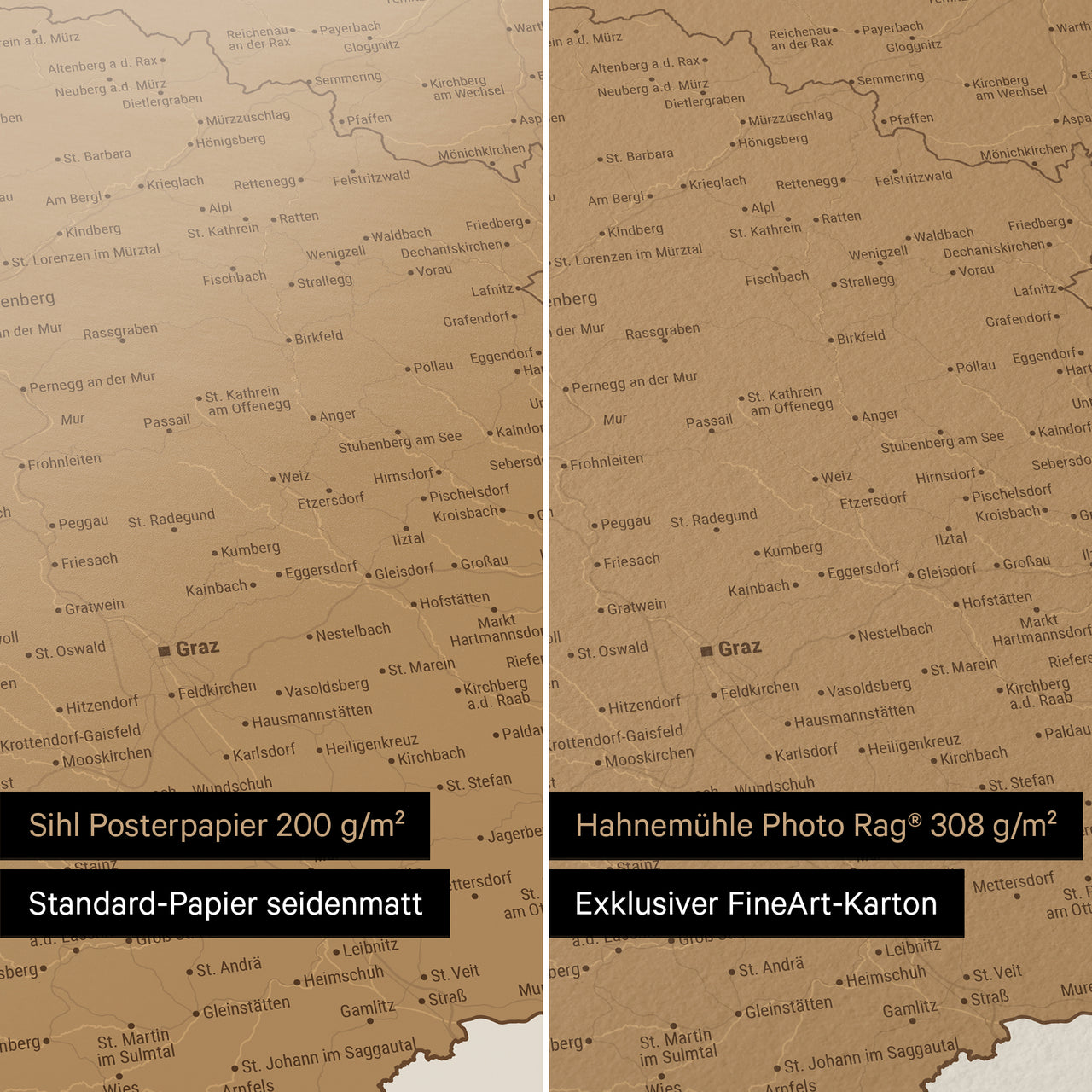 Österreich Landkarte Design-Poster in 18 Farben – Breuers Weltkarten